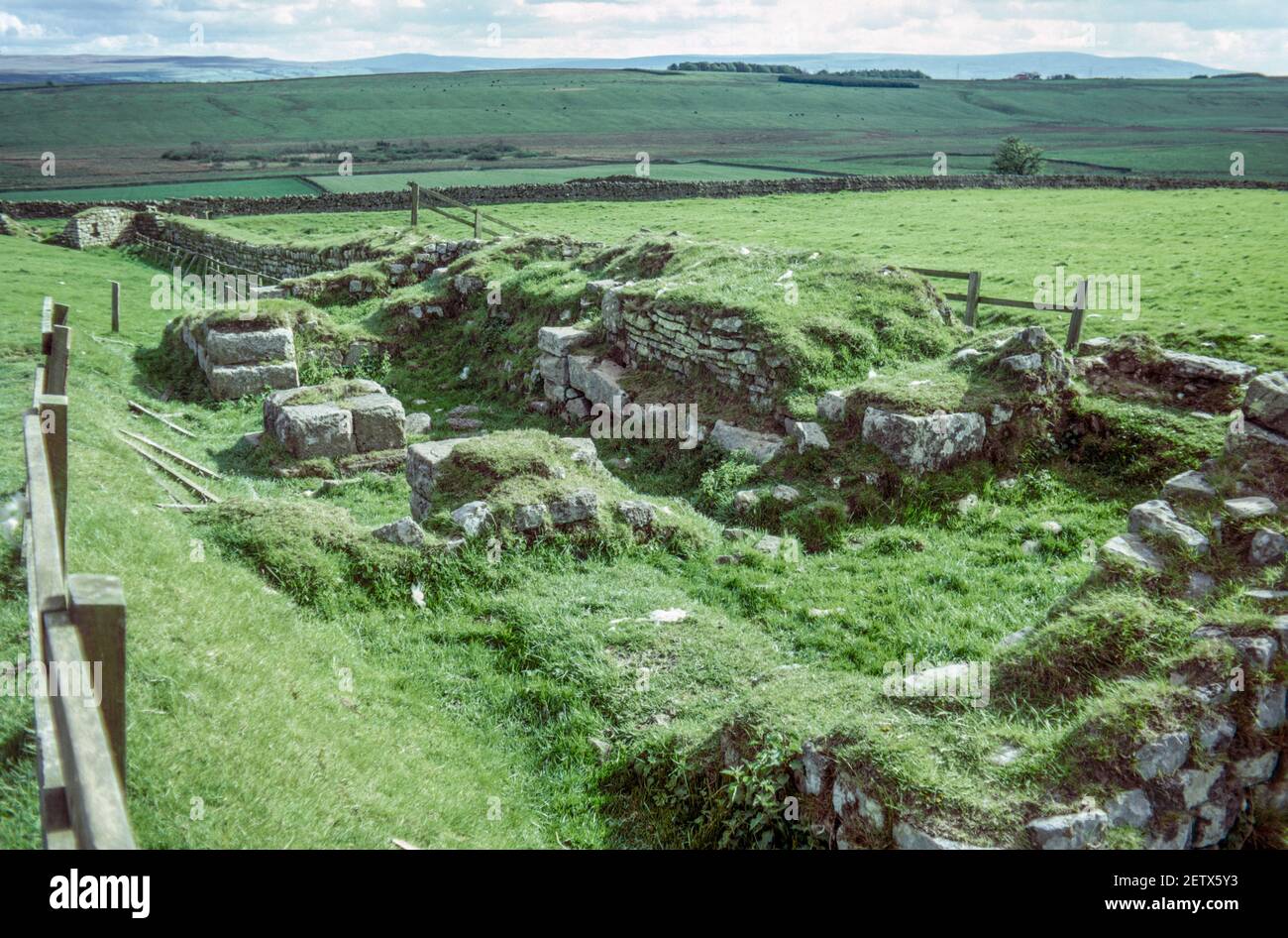 Remains of a Roman defensive fortification known as Hadrian’s Wall ...