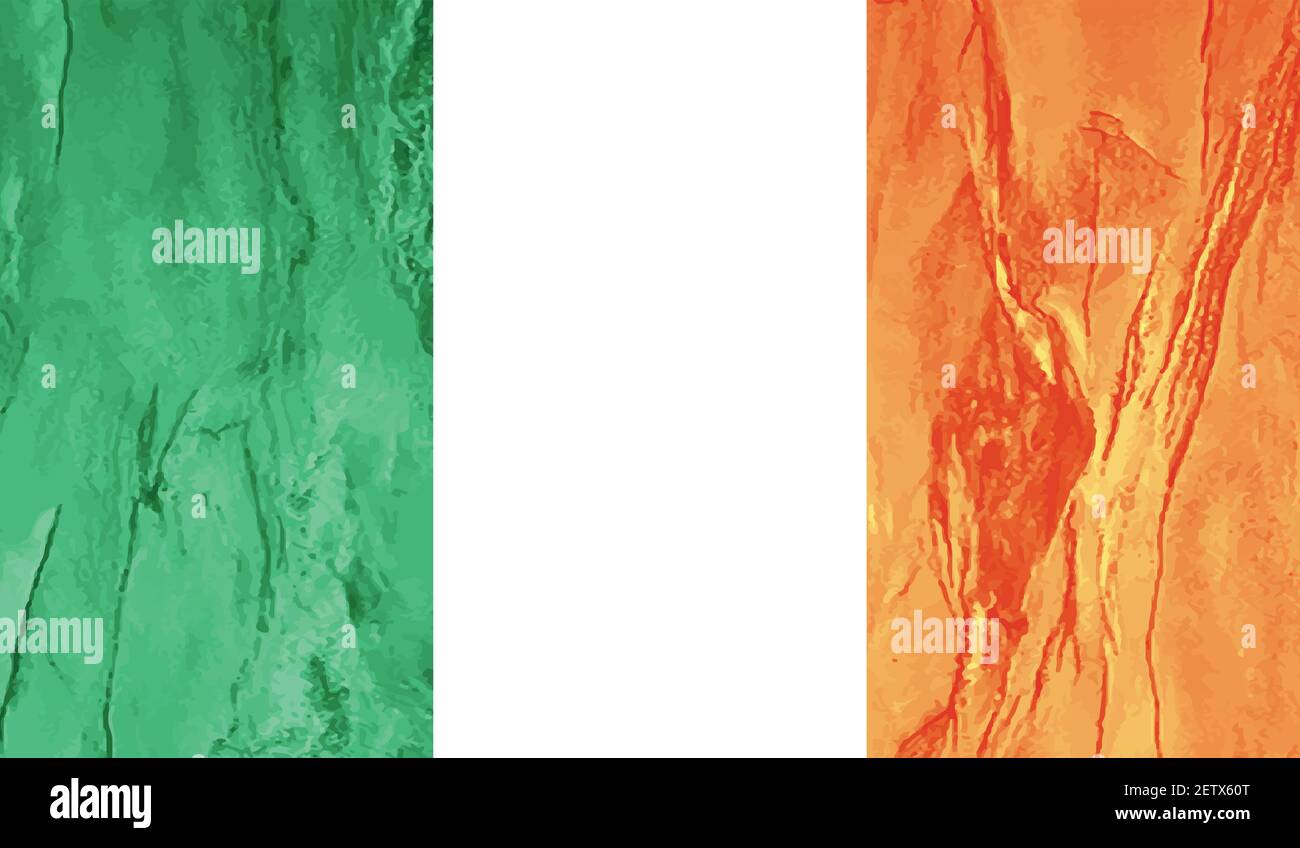 Ireland flag with waving grunge texture. Vector background Stock Vector ...
