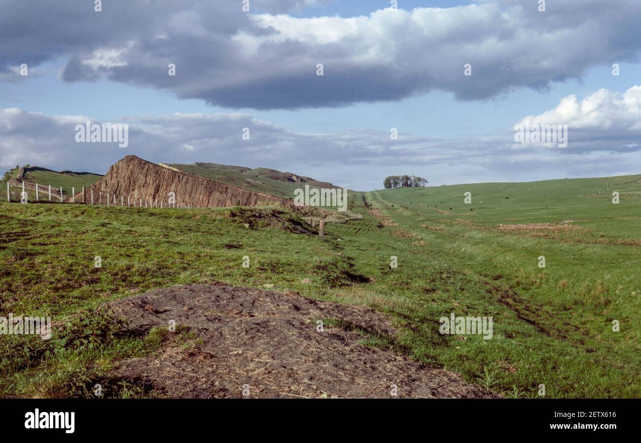 Remains of a Roman defensive fortification known as Hadrian’s Wall ...