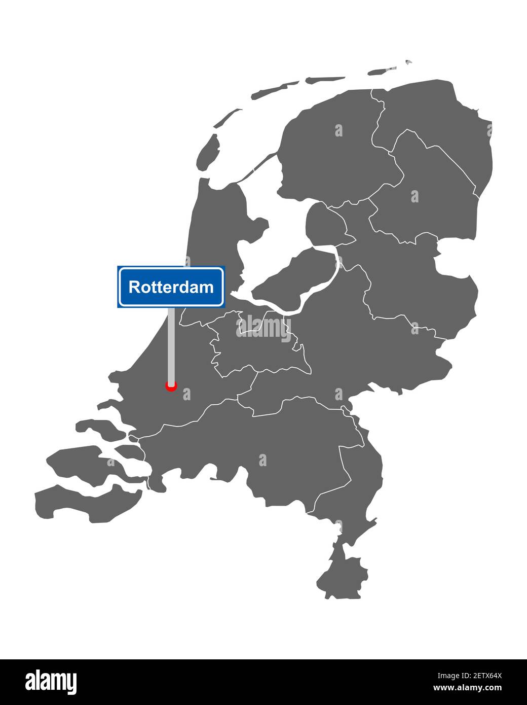Map of the Netherlands with road sign Rotterdam Stock Photo - Alamy