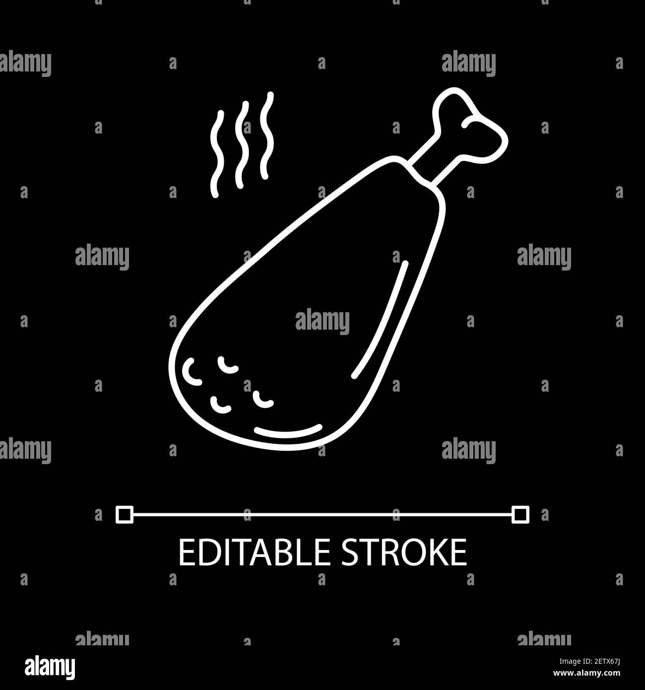 Cooked meat white linear icon for dark theme Stock Vector Image & Art ...