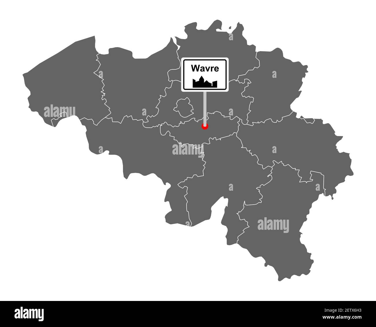 Map of Belgium with road sign Wavre Stock Photo - Alamy