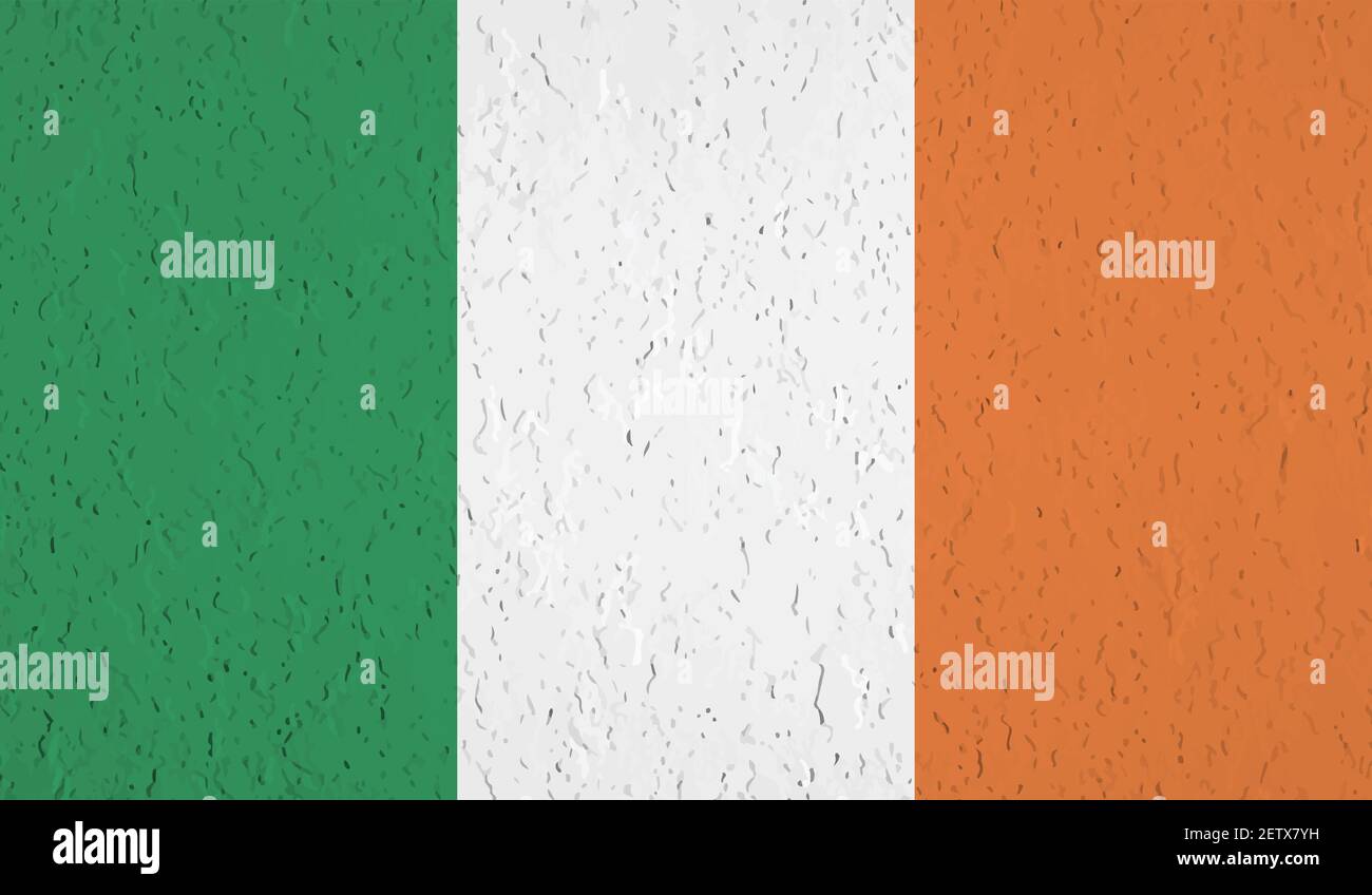 Ireland flag with waving grunge texture. Vector background Stock Vector ...
