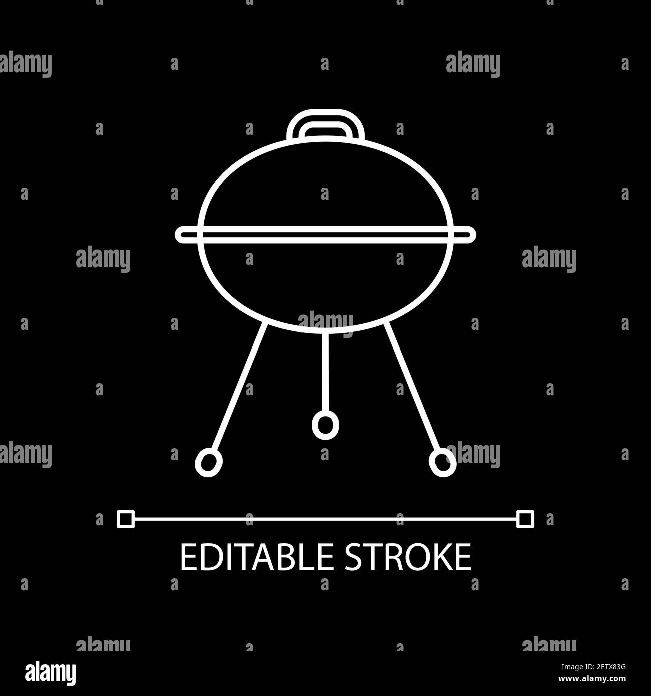 Grill with closed lid white linear icon for dark theme Stock Vector ...