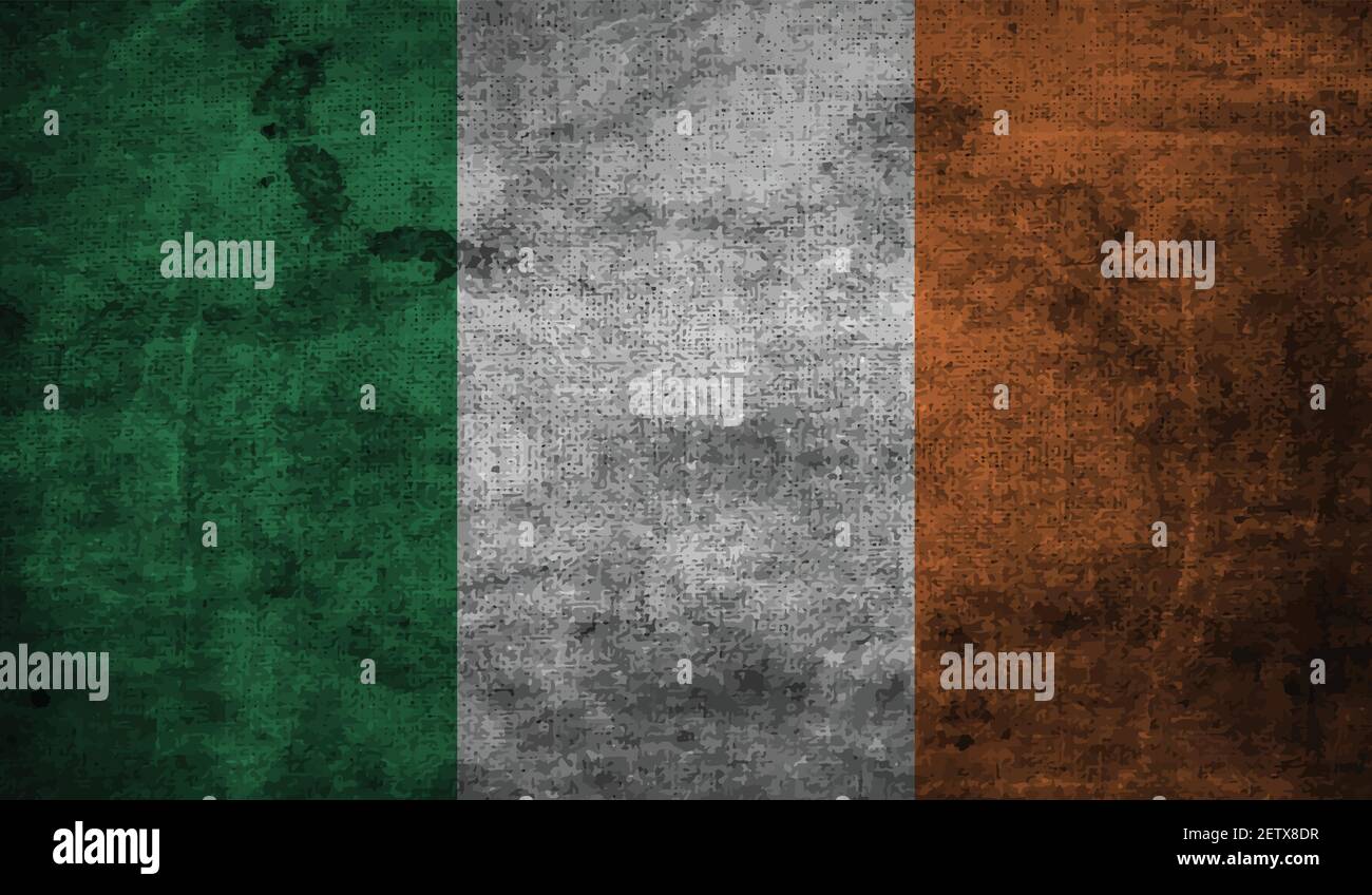 Ireland flag with waving grunge texture. Vector background Stock Vector ...