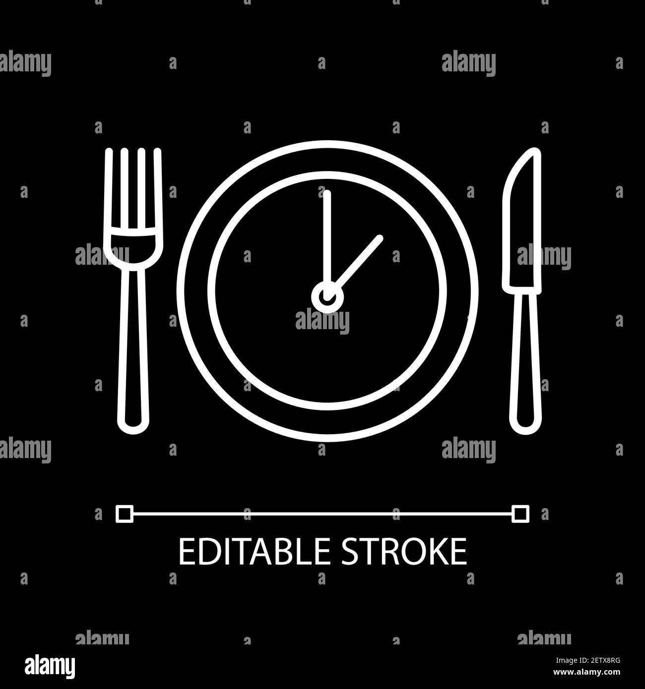 Dinner time white linear icon for dark theme Stock Vector Image & Art ...