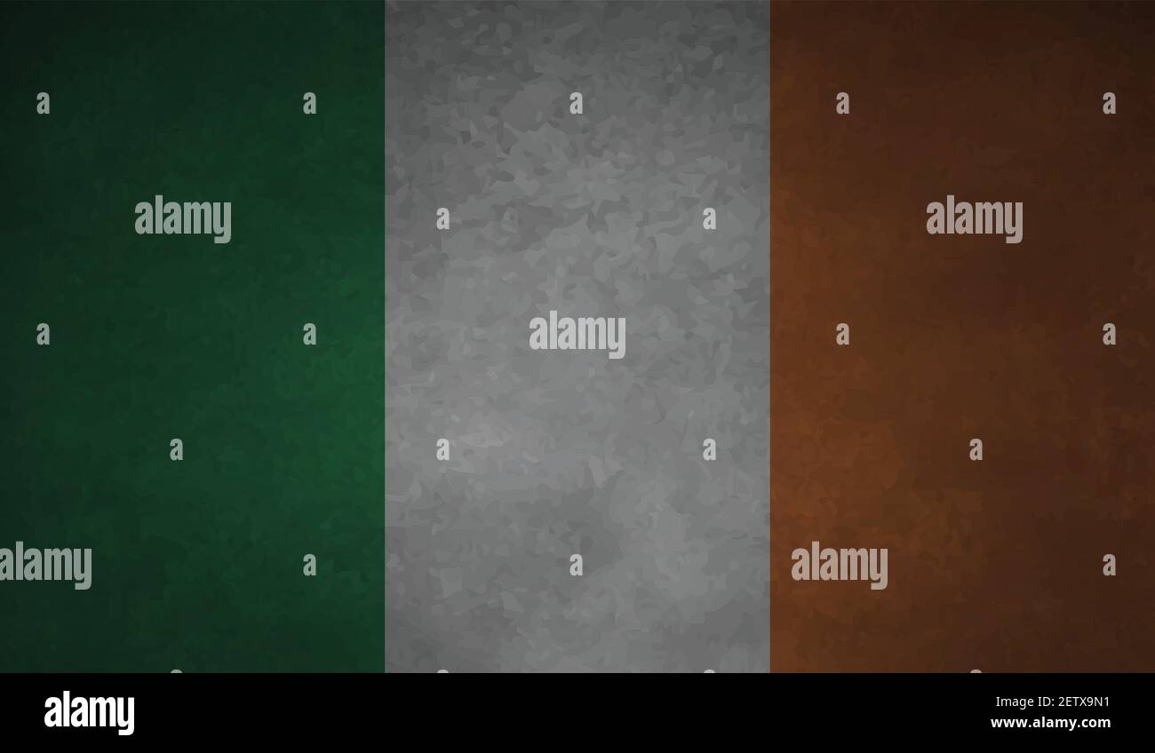 Ireland flag with waving grunge texture. Vector background Stock Vector ...