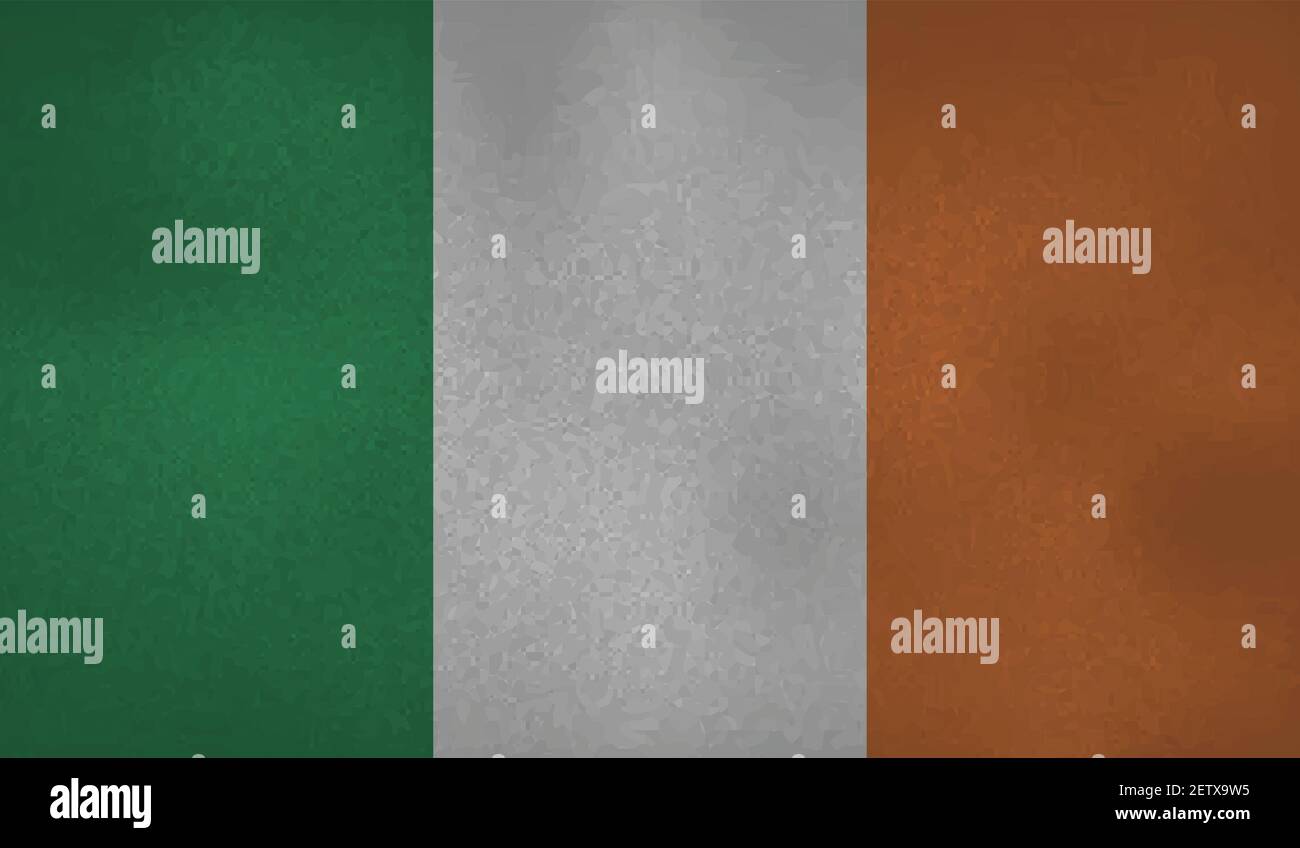 Ireland flag with waving grunge texture. Vector background Stock Vector ...