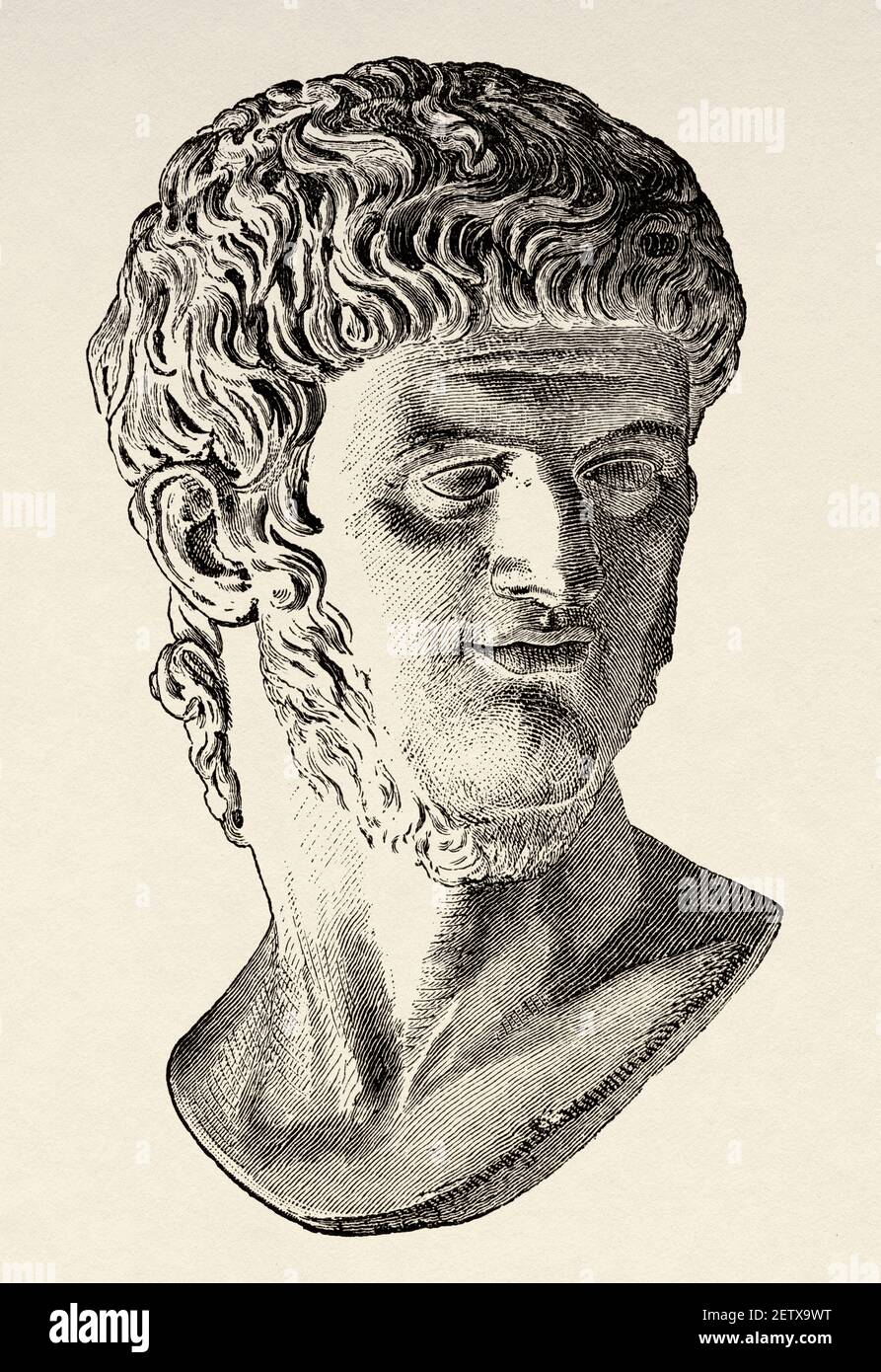 Nero as a young man (37 AD-68 AD) Roman Emperor from 54-68, Ancient ...