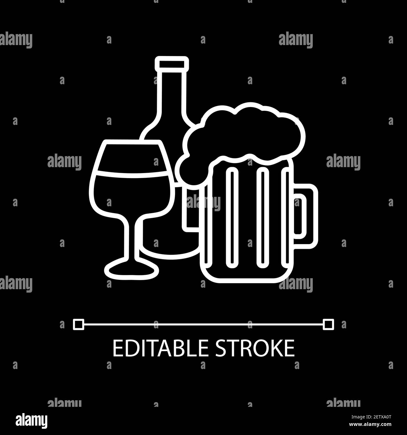 Alcohol drinks white linear icon for dark theme Stock Vector Image ...