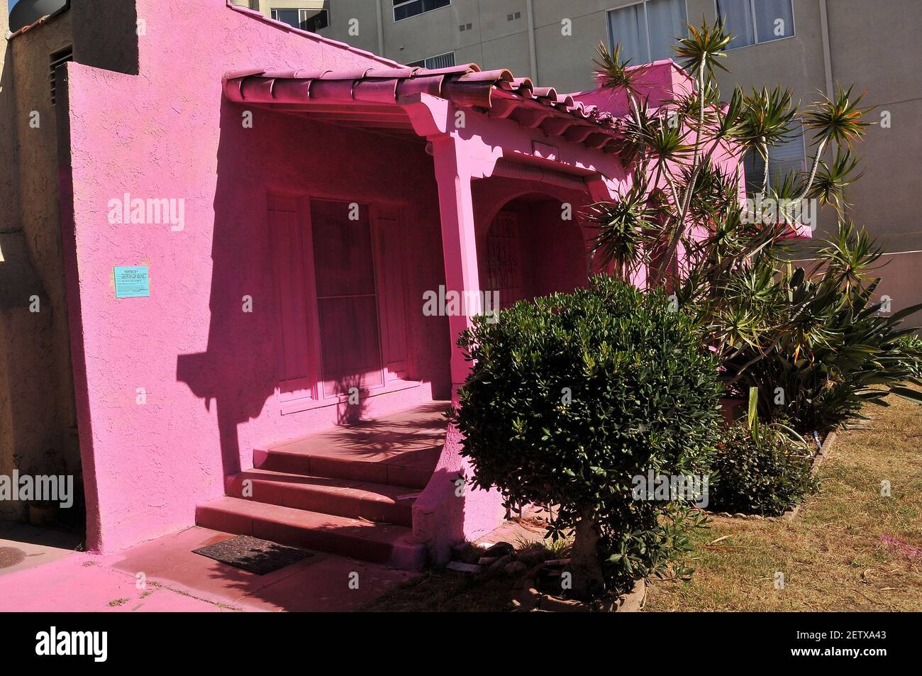 The Pink Houses in Mid-City Los Angeles located on the corner of Saturn ...