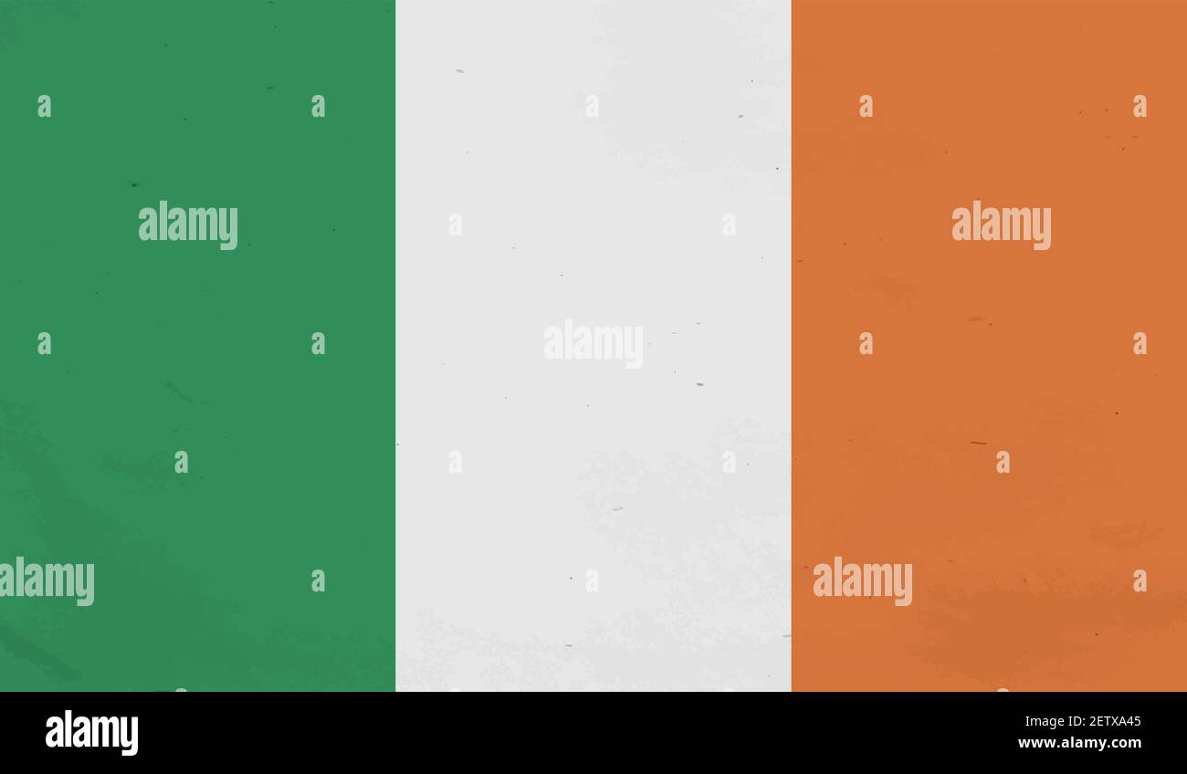 Ireland flag with waving grunge texture. Vector background Stock Vector ...
