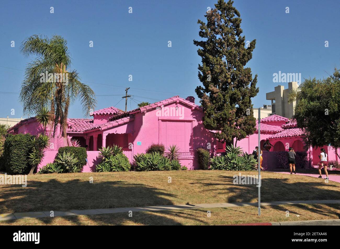 The Pink Houses in Mid-City Los Angeles located on the corner of Saturn ...