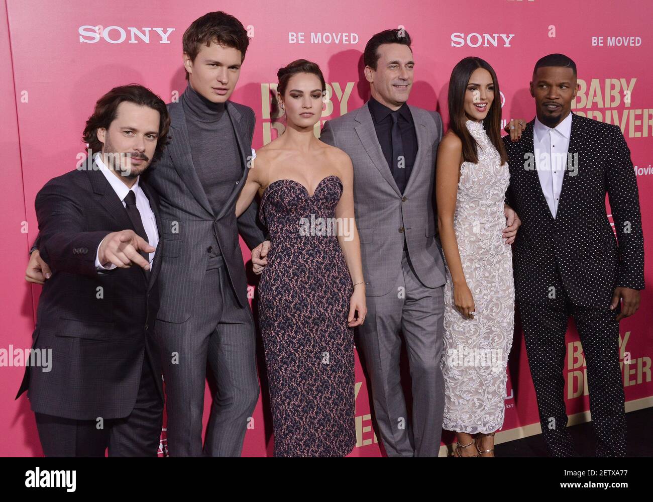 (L-R) "Baby Driver" Cast & Crew -Lily James, Ansel Elgort, Director ...