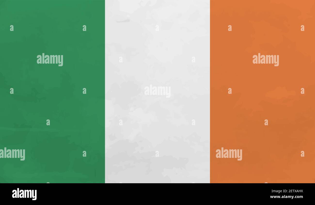 Ireland flag with waving grunge texture. Vector background Stock Vector ...