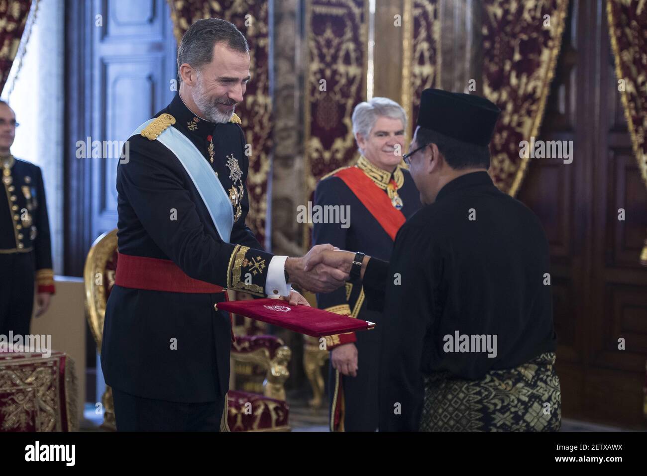 Sr Zainab Abidin Bin Bakar, ambassador of Malaysia, attends to give credentials to King Felipe ...