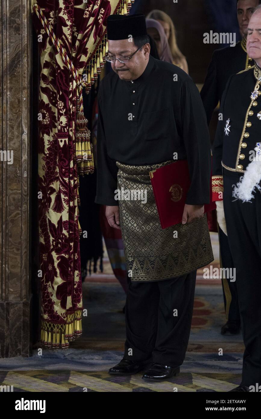 Sr Zainab Abidin Bin Bakar, ambassador of Malaysia, attends to give credentials to King Felipe ...