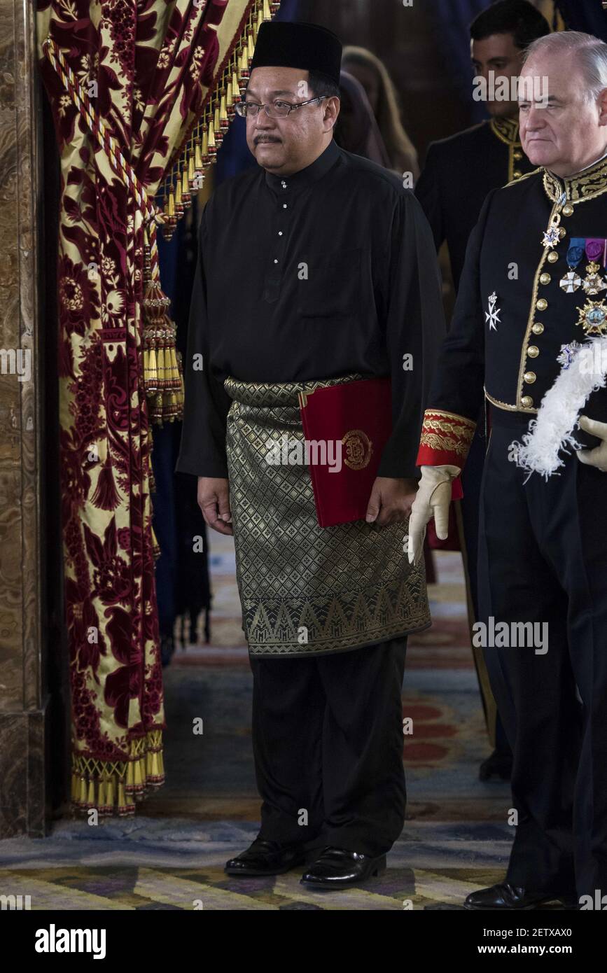 Sr Zainab Abidin Bin Bakar, ambassador of Malaysia, attends to give credentials to King Felipe ...