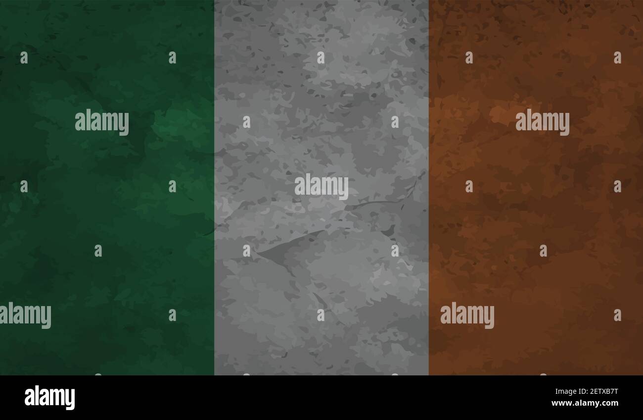 Ireland flag with waving grunge texture. Vector background Stock Vector ...