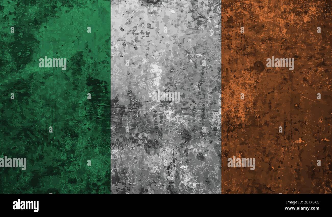 Ireland flag with waving grunge texture. Vector background Stock Vector ...