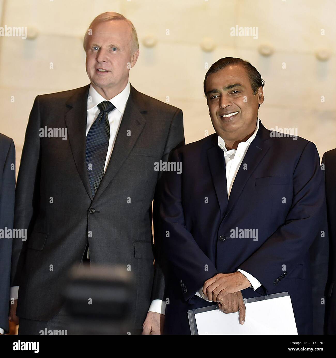 Mukesh Dhirubhai Ambani Chairman of Reliance Industries along with Bob ...