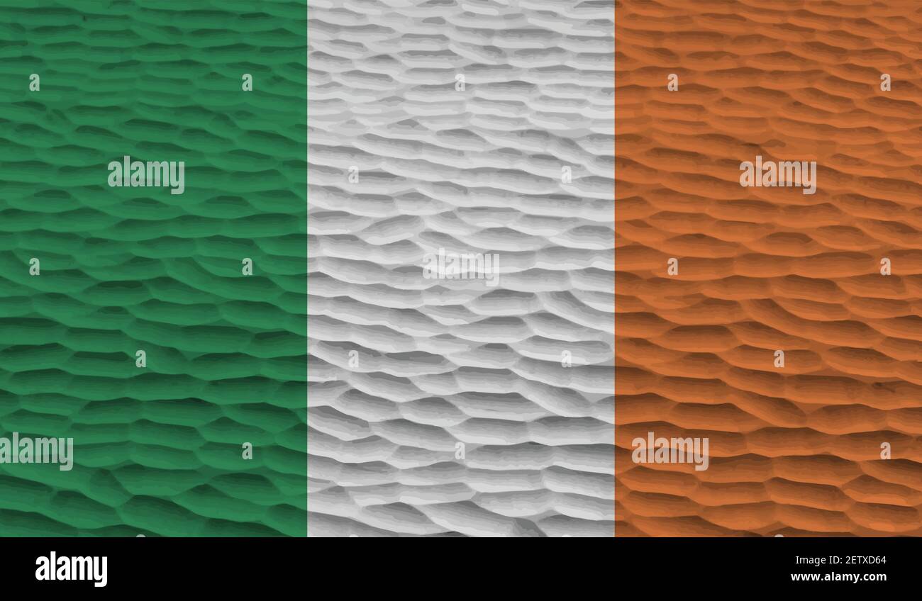 Ireland flag with waving grunge texture. Vector background Stock Vector ...