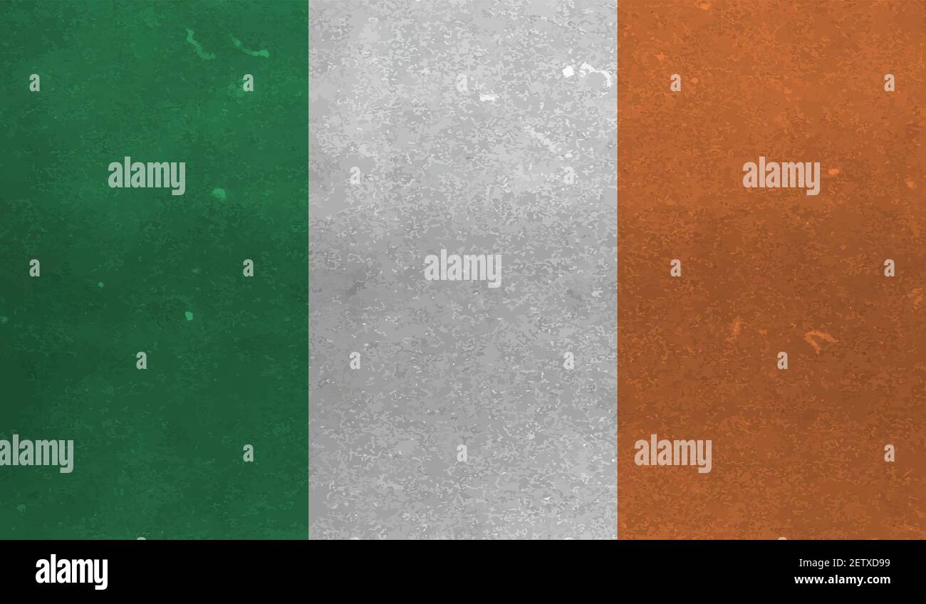 Ireland flag with waving grunge texture. Vector background Stock Vector ...