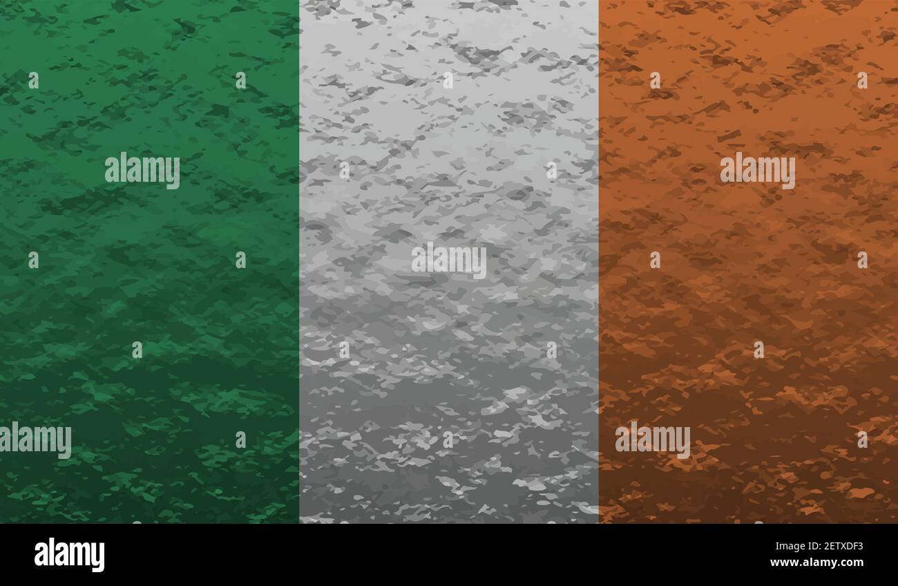 Ireland flag with waving grunge texture. Vector background Stock Vector ...