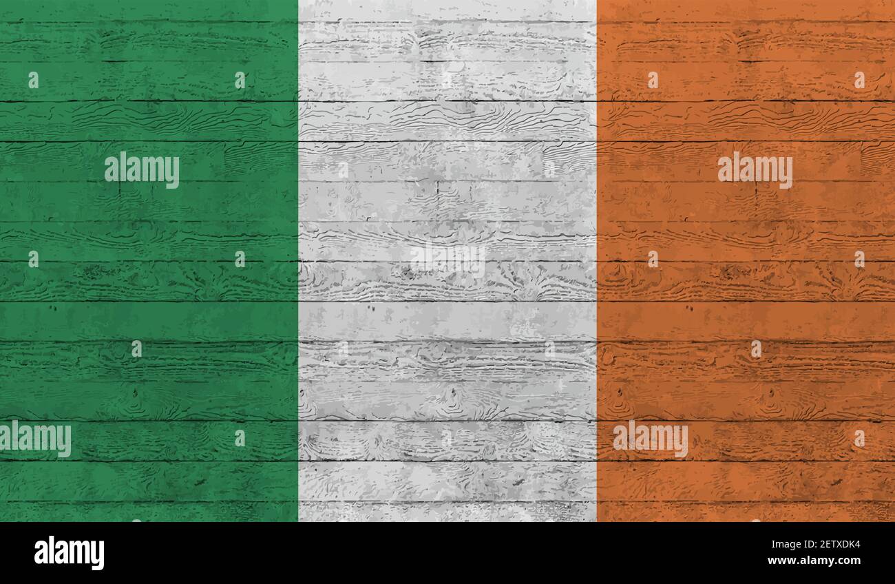 Ireland flag with waving grunge texture. Vector background Stock Vector ...