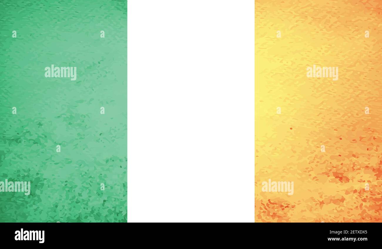 Ireland flag with waving grunge texture. Vector background Stock Vector ...