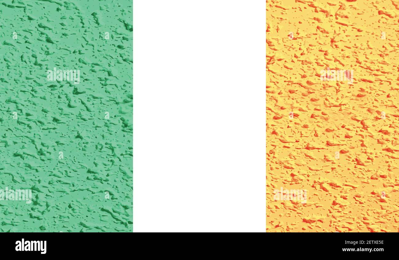 Ireland flag with waving grunge texture. Vector background Stock Vector ...