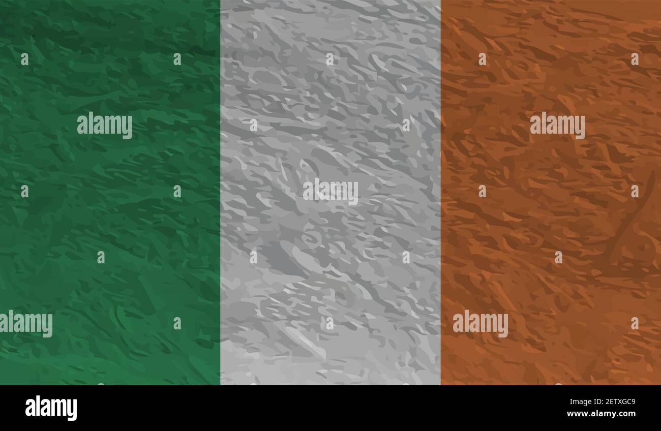 Ireland flag with waving grunge texture. Vector background Stock Vector ...