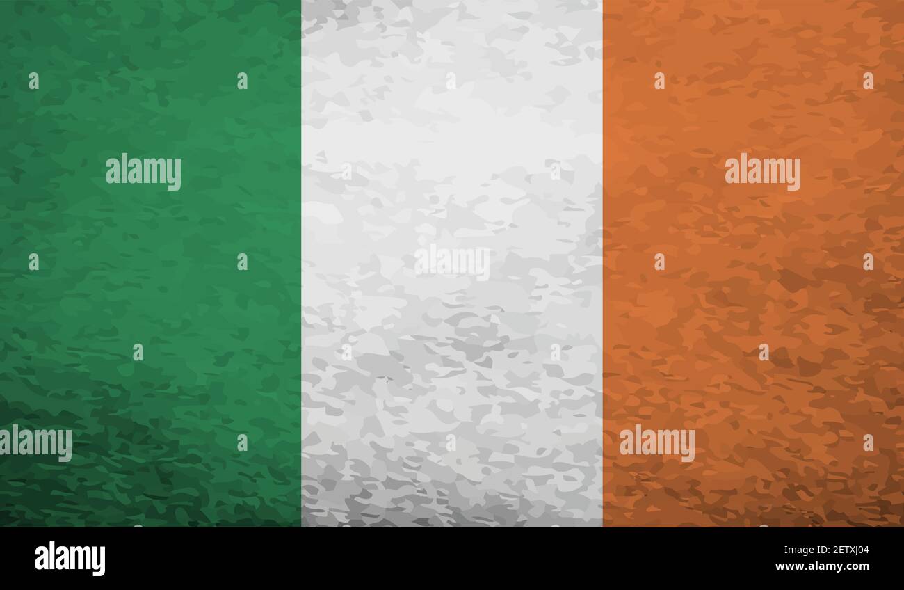 Ireland flag with waving grunge texture. Vector background Stock Vector ...