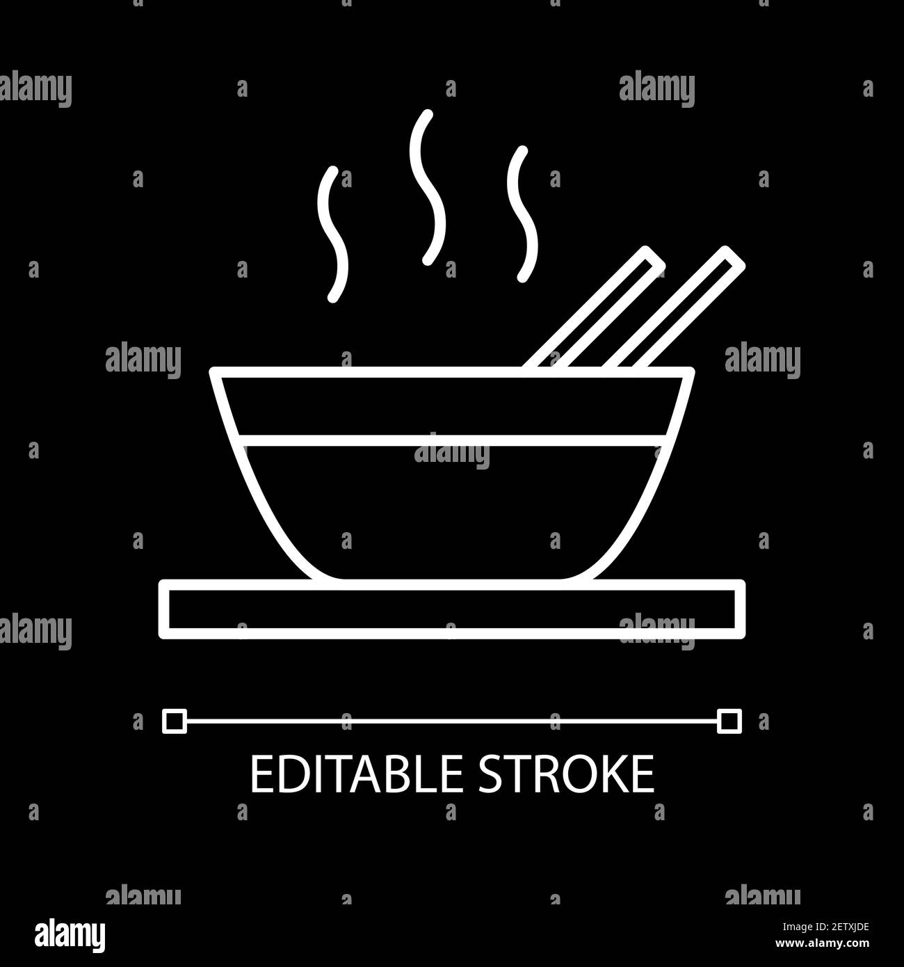 Hot food in bowl white linear icon for dark theme Stock Vector Image ...