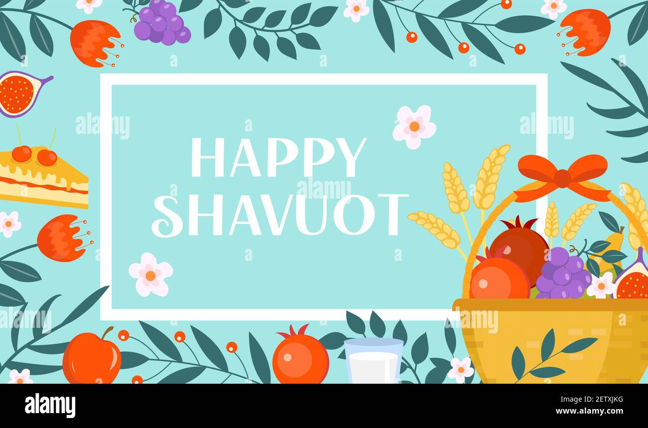 Happy Shavuot greeting card, poster, invitation, flyer. Shavuot ...