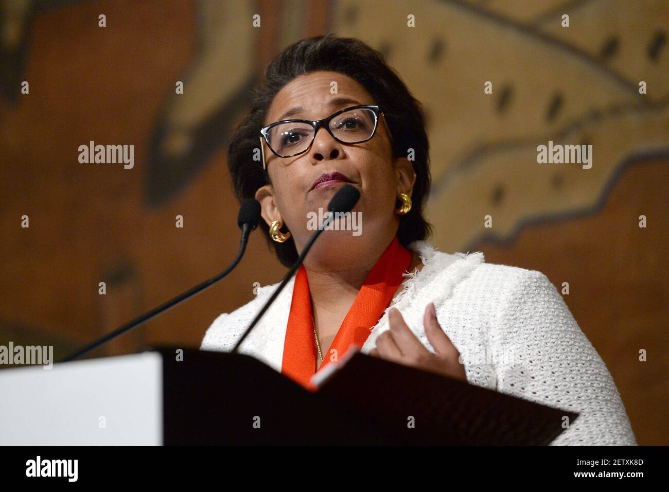 Former Attorney General of the United States Loretta Lynch speaks as ...