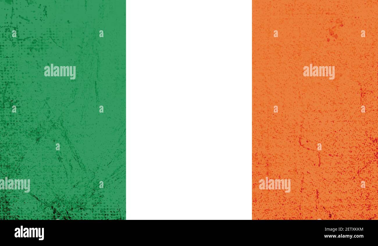 Ireland flag with waving grunge texture. Vector background Stock Vector ...