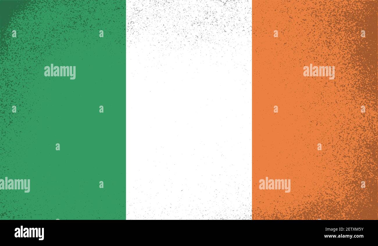 Ireland flag with waving grunge texture. Vector background Stock Vector ...