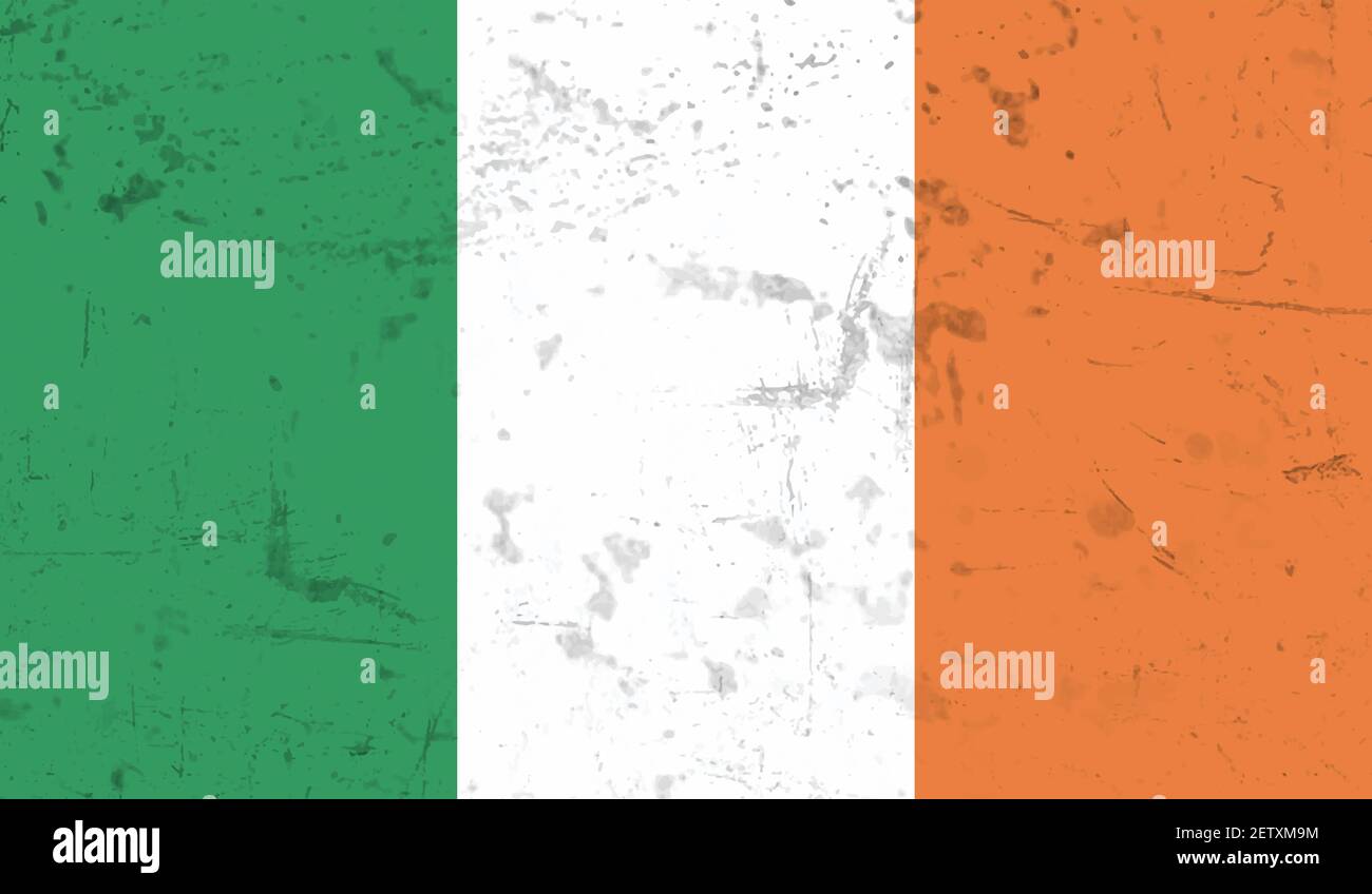 Ireland flag with waving grunge texture. Vector background Stock Vector ...