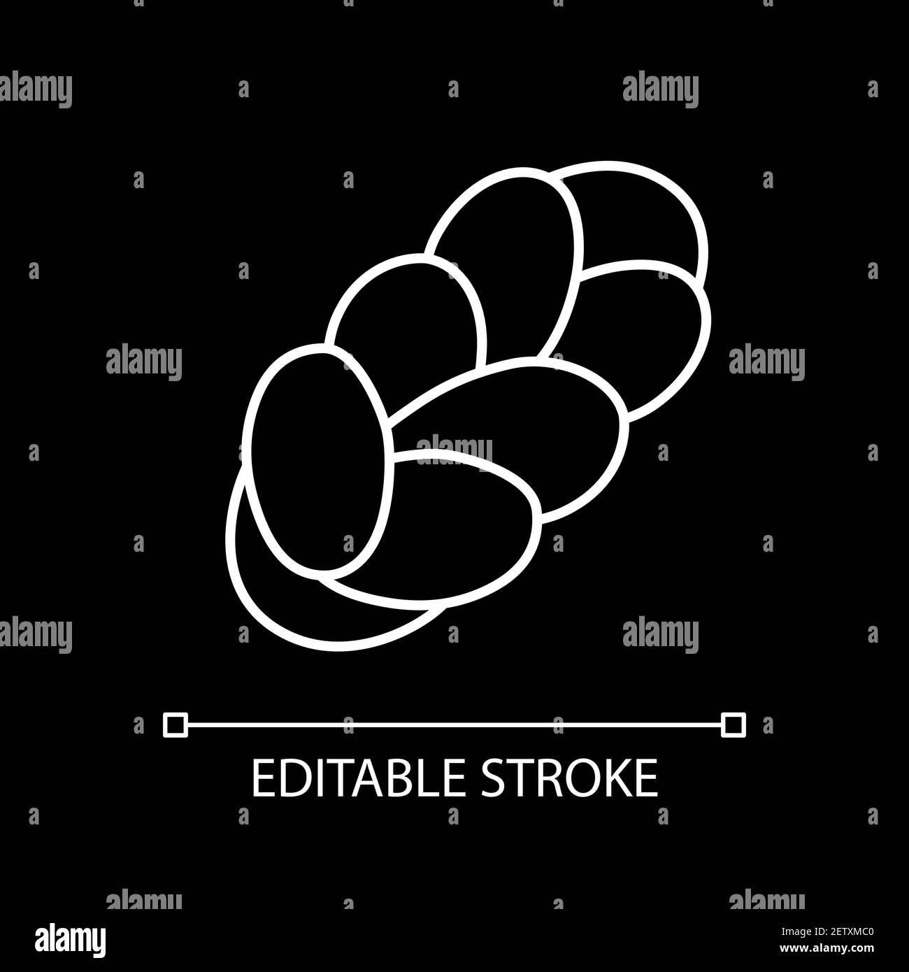 Braided bread white linear icon for dark theme Stock Vector Image & Art ...