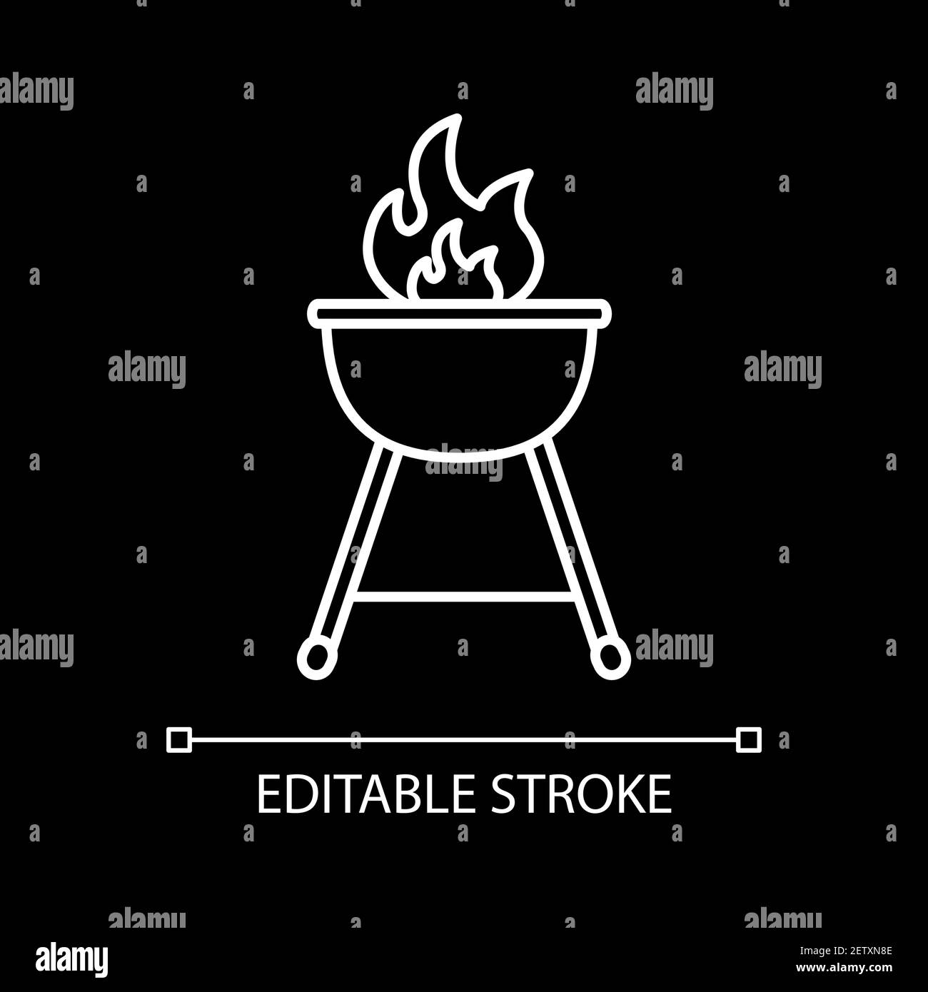 Grill fire white linear icon for dark theme Stock Vector Image & Art ...