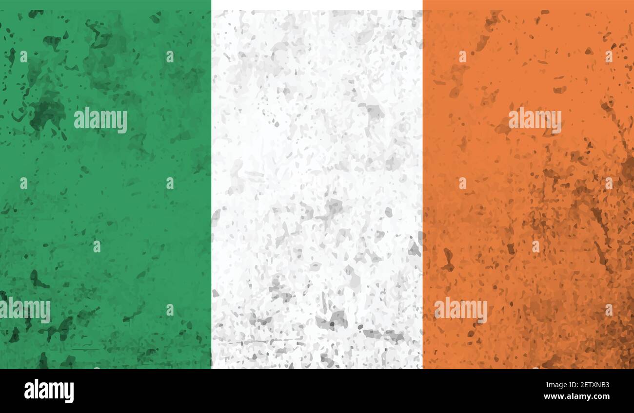 Ireland flag with waving grunge texture. Vector background Stock Vector ...