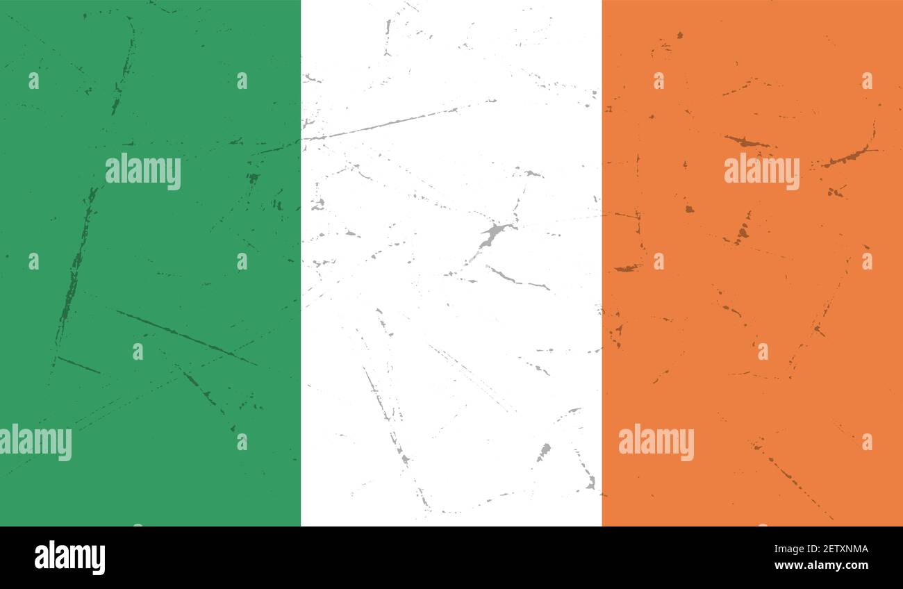 Ireland flag with waving grunge texture. Vector background Stock Vector ...