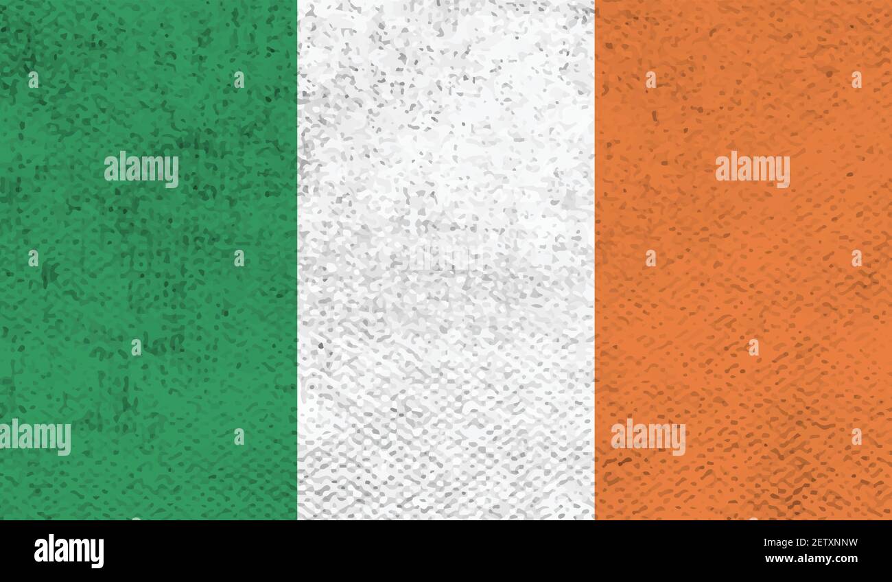 Ireland flag with waving grunge texture. Vector background Stock Vector ...