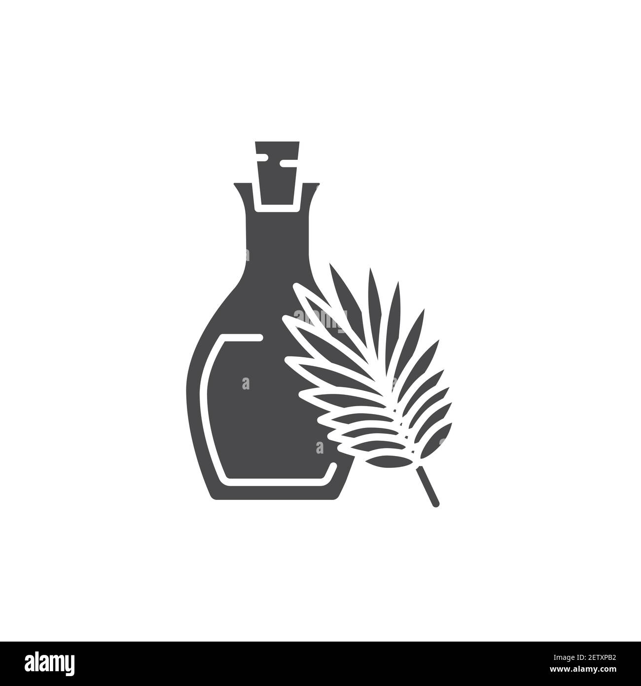 Palm oil glass bottle black glyph icon. Natural, healthy vegetarian ...