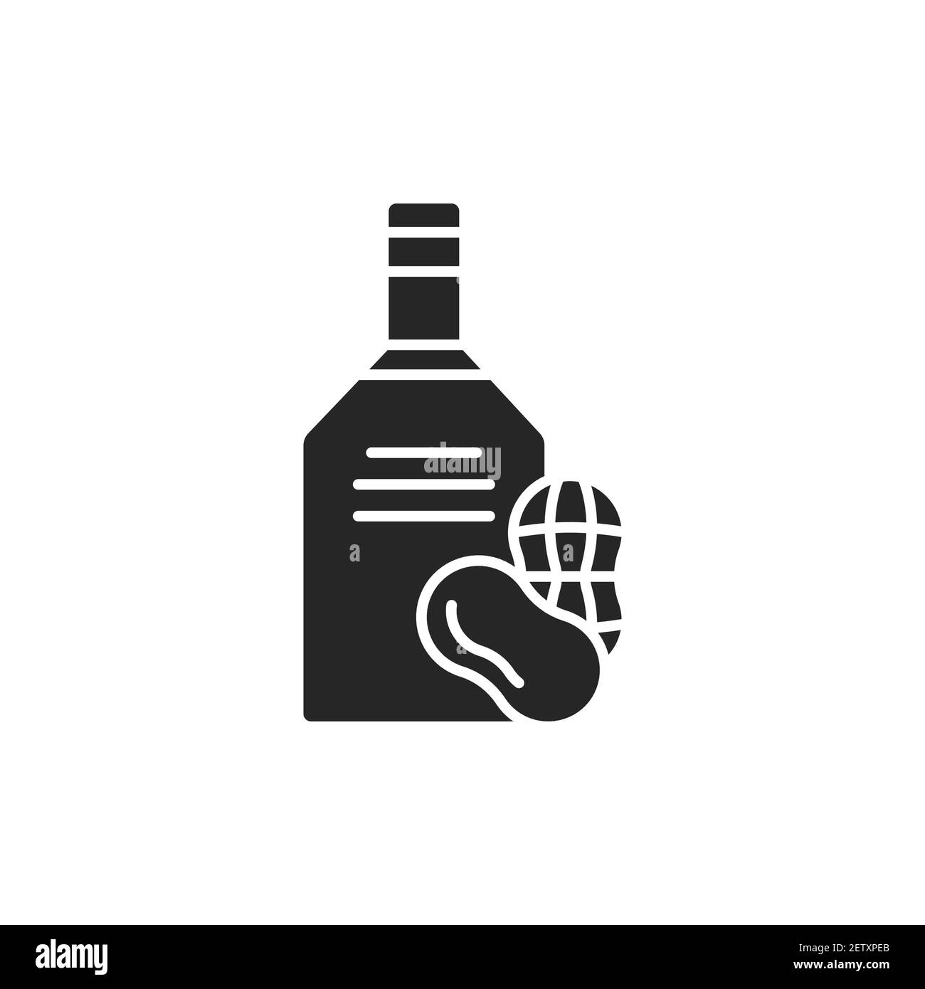 Peanut vegetable oil glass bottle with olive black glyph icon. Natural ...