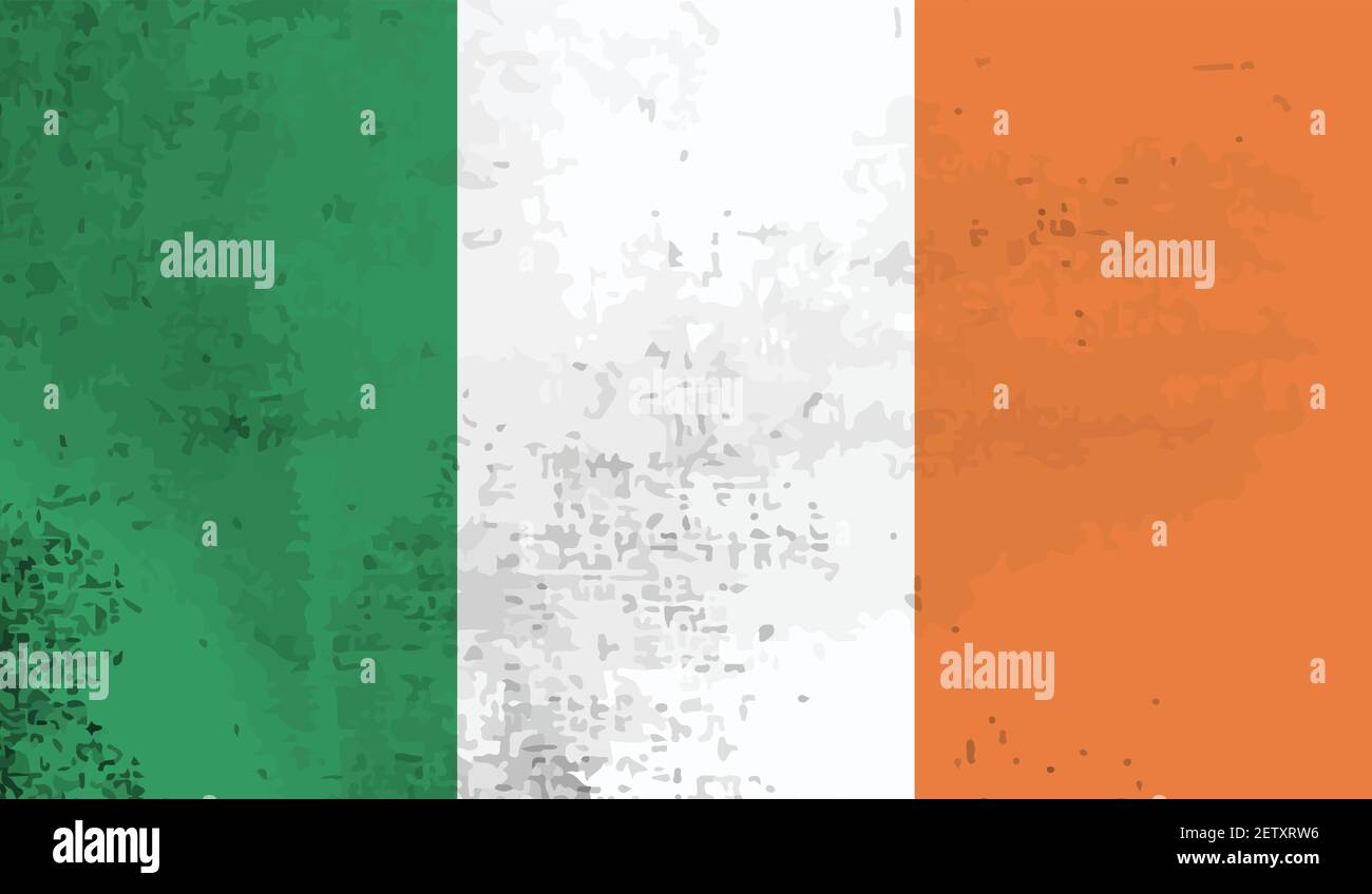 Ireland flag with waving grunge texture. Vector background Stock Vector ...