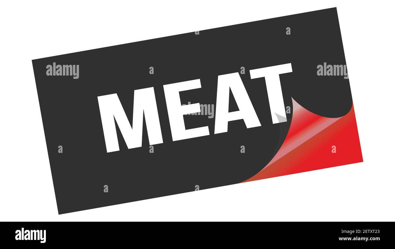 MEAT text written on black red sticker stamp Stock Photo - Alamy