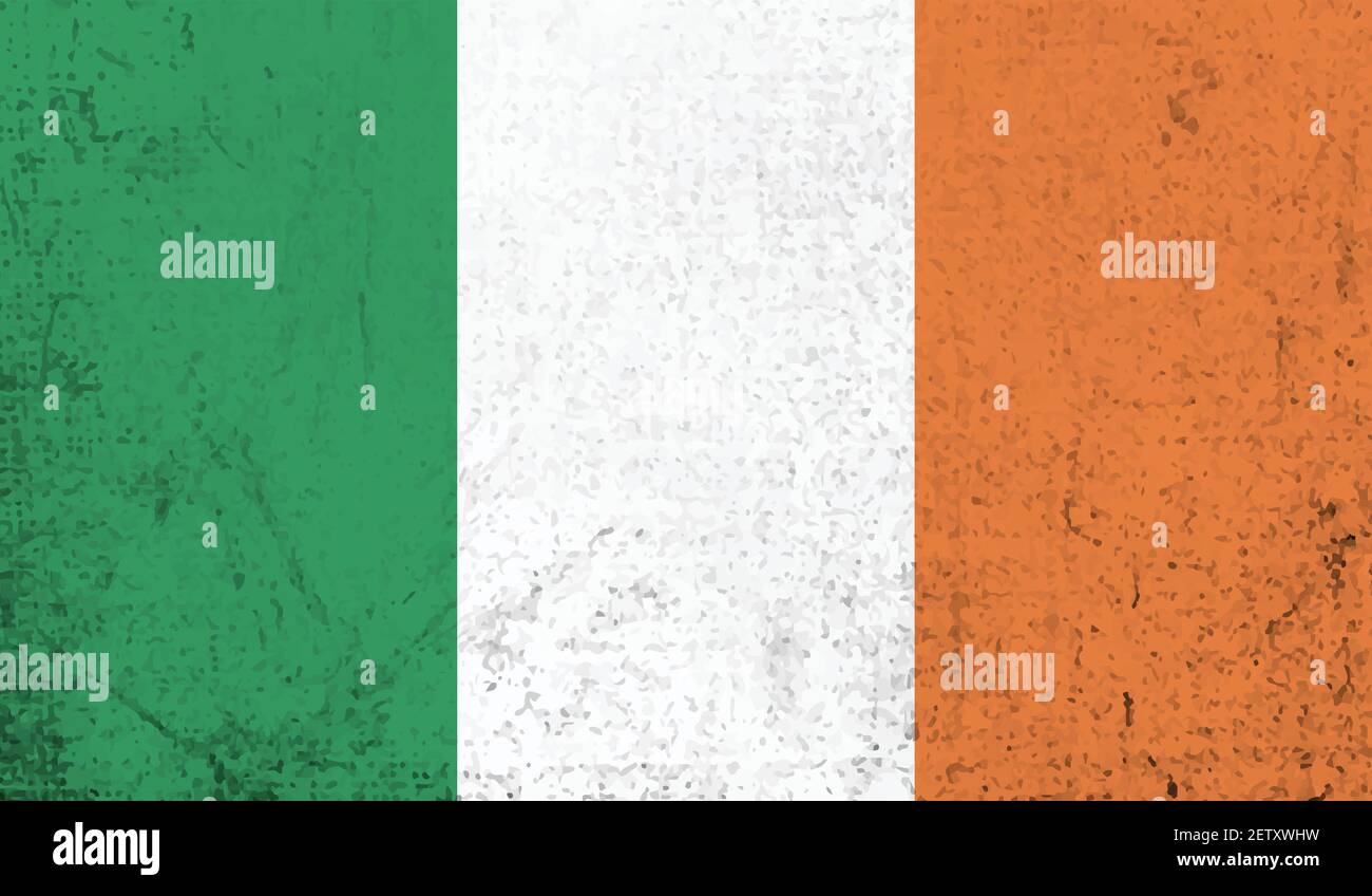 Ireland flag with waving grunge texture. Vector background Stock Vector ...