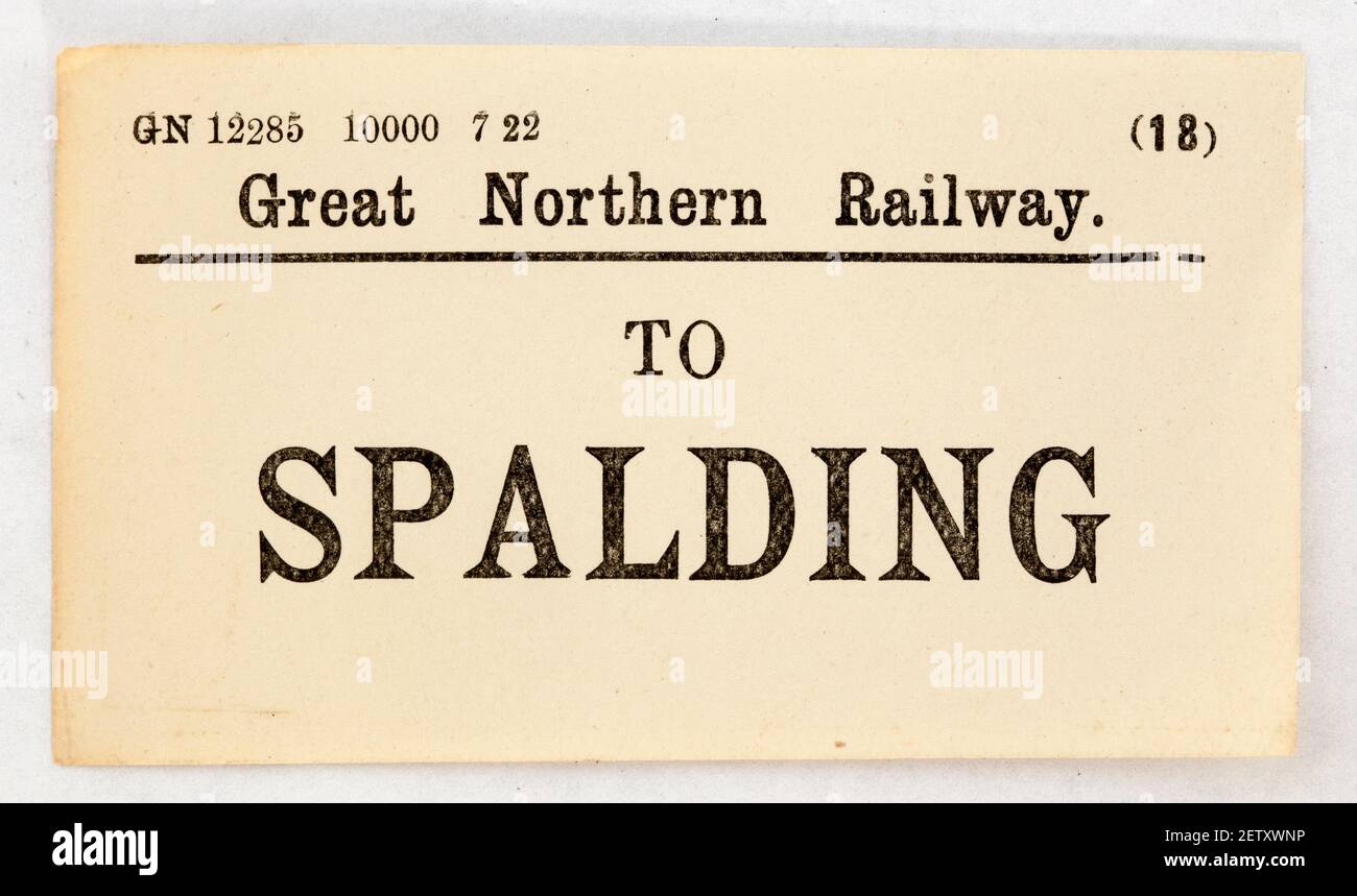 Old GNR Railway Printed Paper Luggage Label to Spalding Stock Photo - Alamy